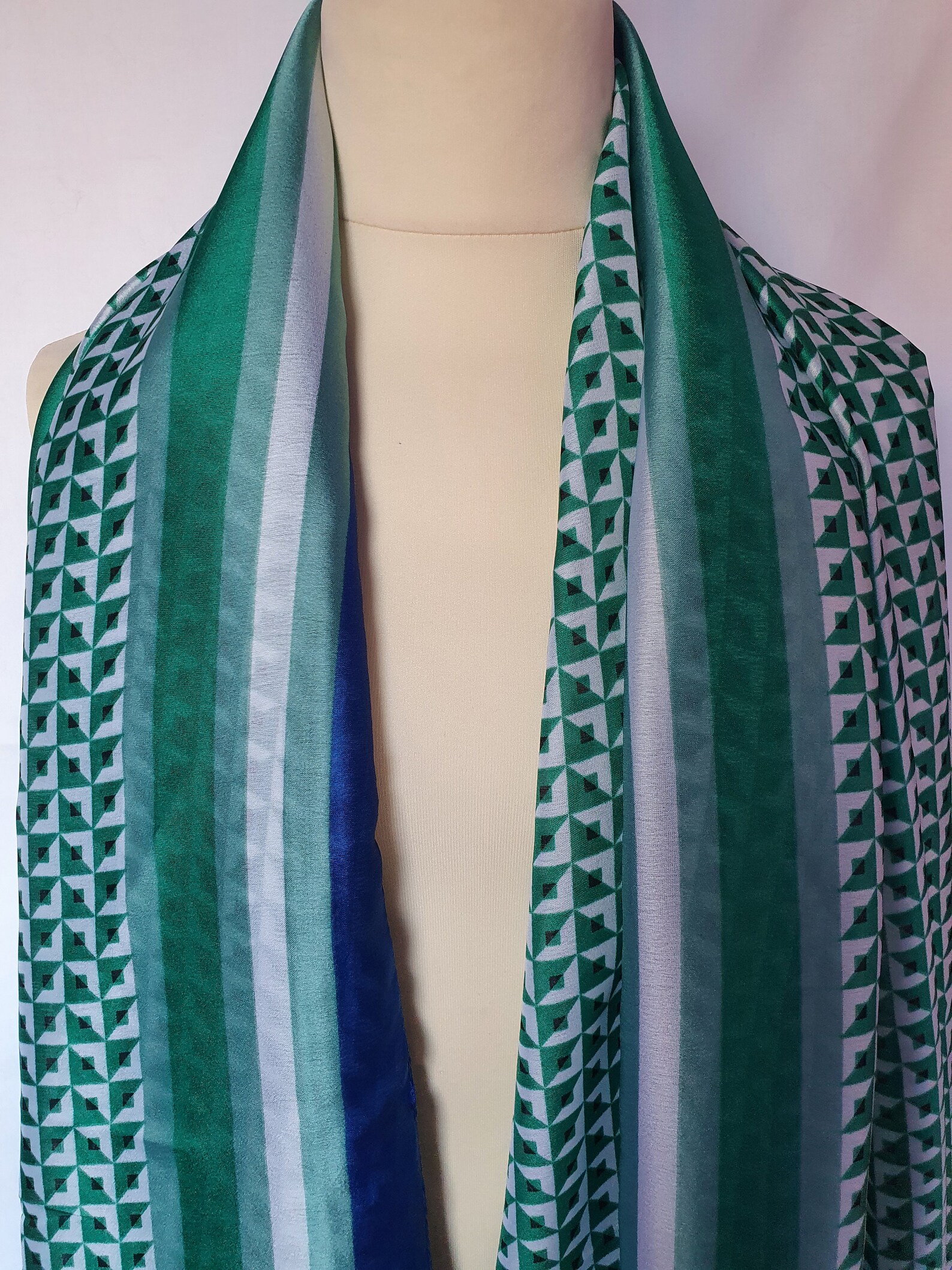Silky soft blue green scarf. | Etsy