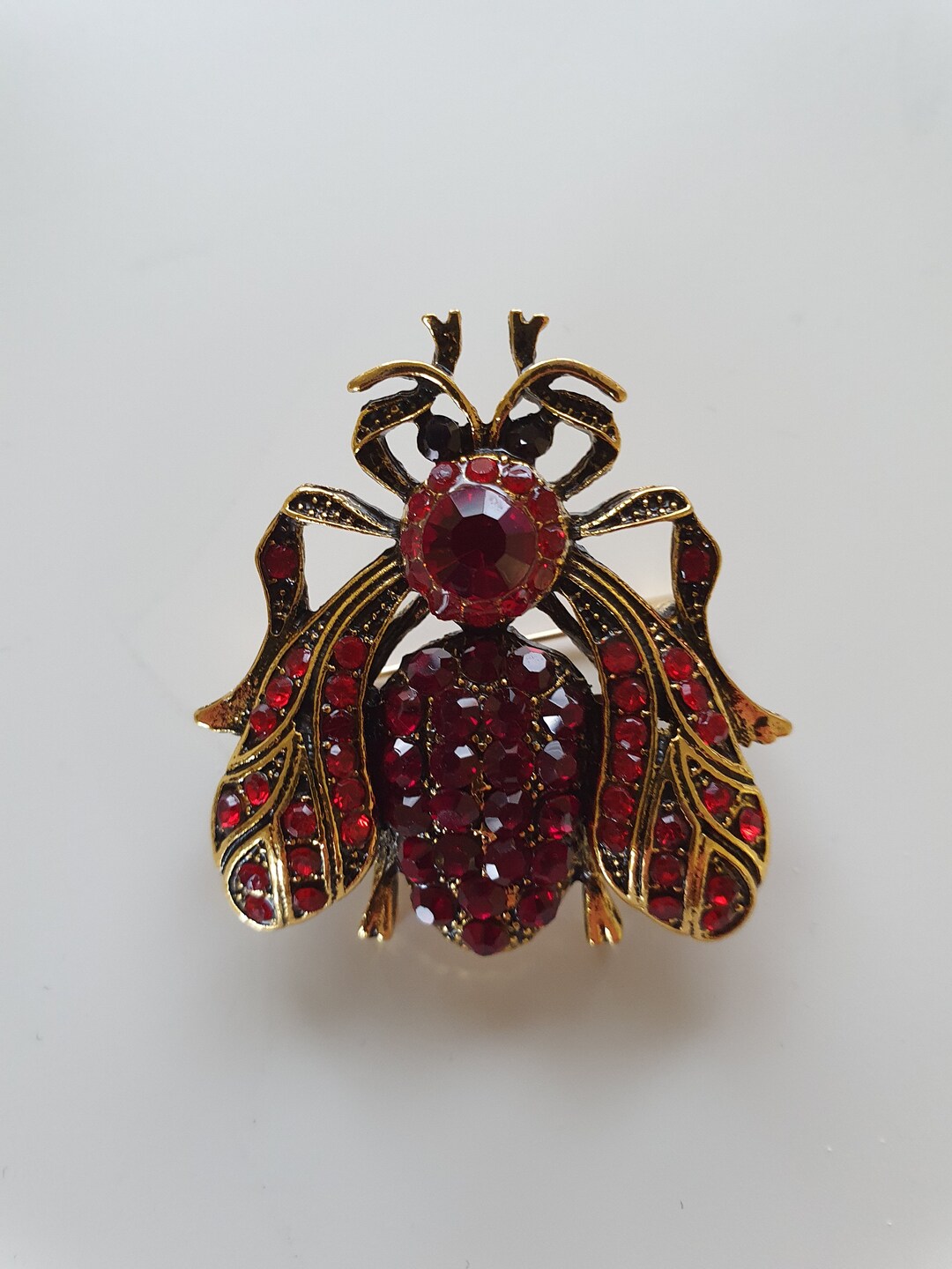 Ruby Red Insect Brooch. - Etsy