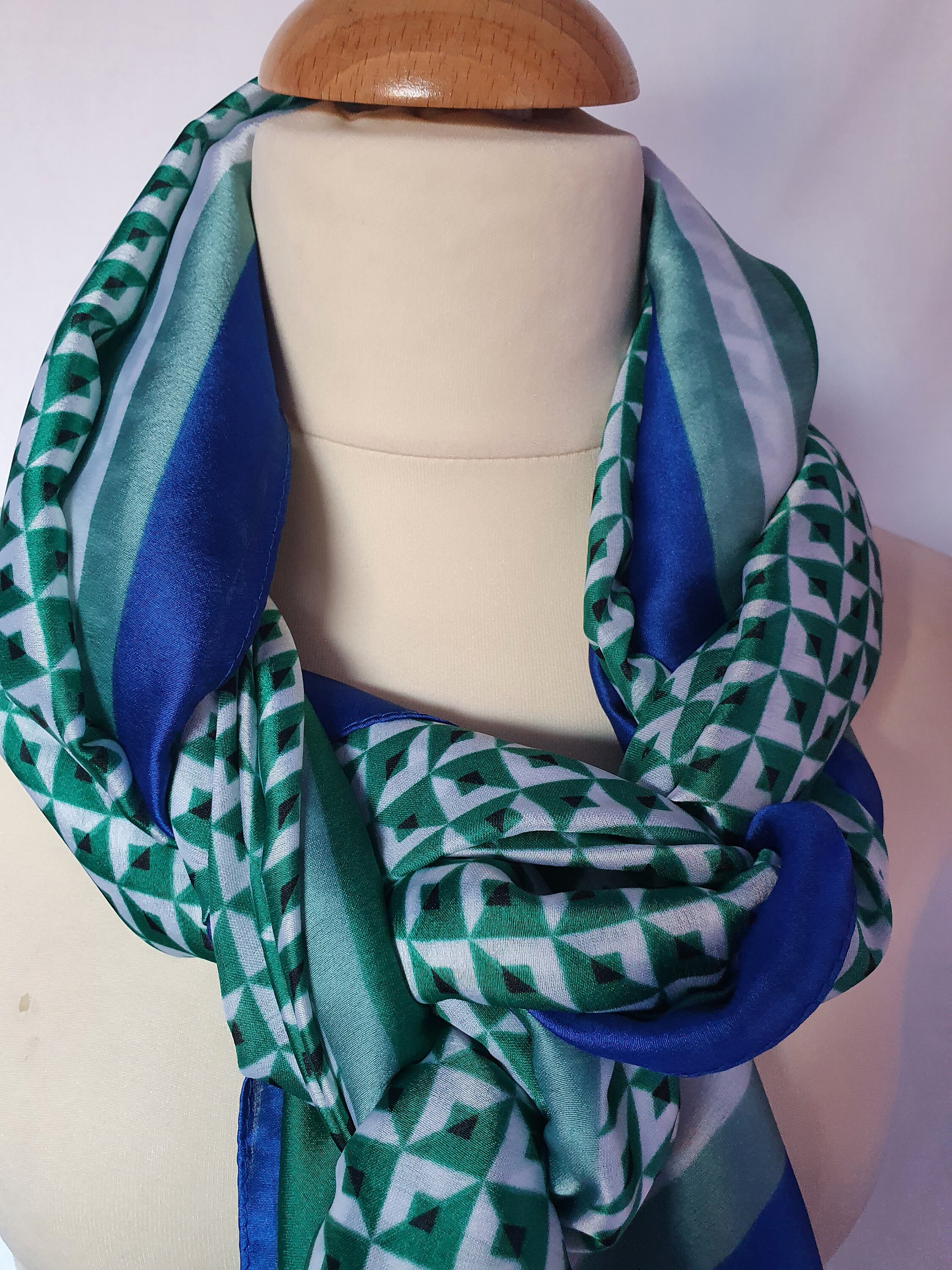 Silky soft blue green scarf. | Etsy