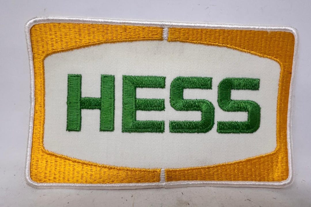 Vintage Hess Gasoline Green & Yellow Embroidered Uniform Patch 7 1/2 X ...