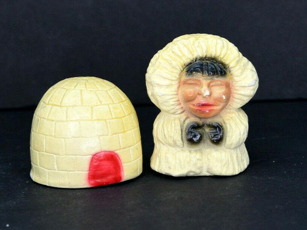 Vintage Set of Ceramic Eskimo and Igloo Salt and Pepper Shakers - Etsy