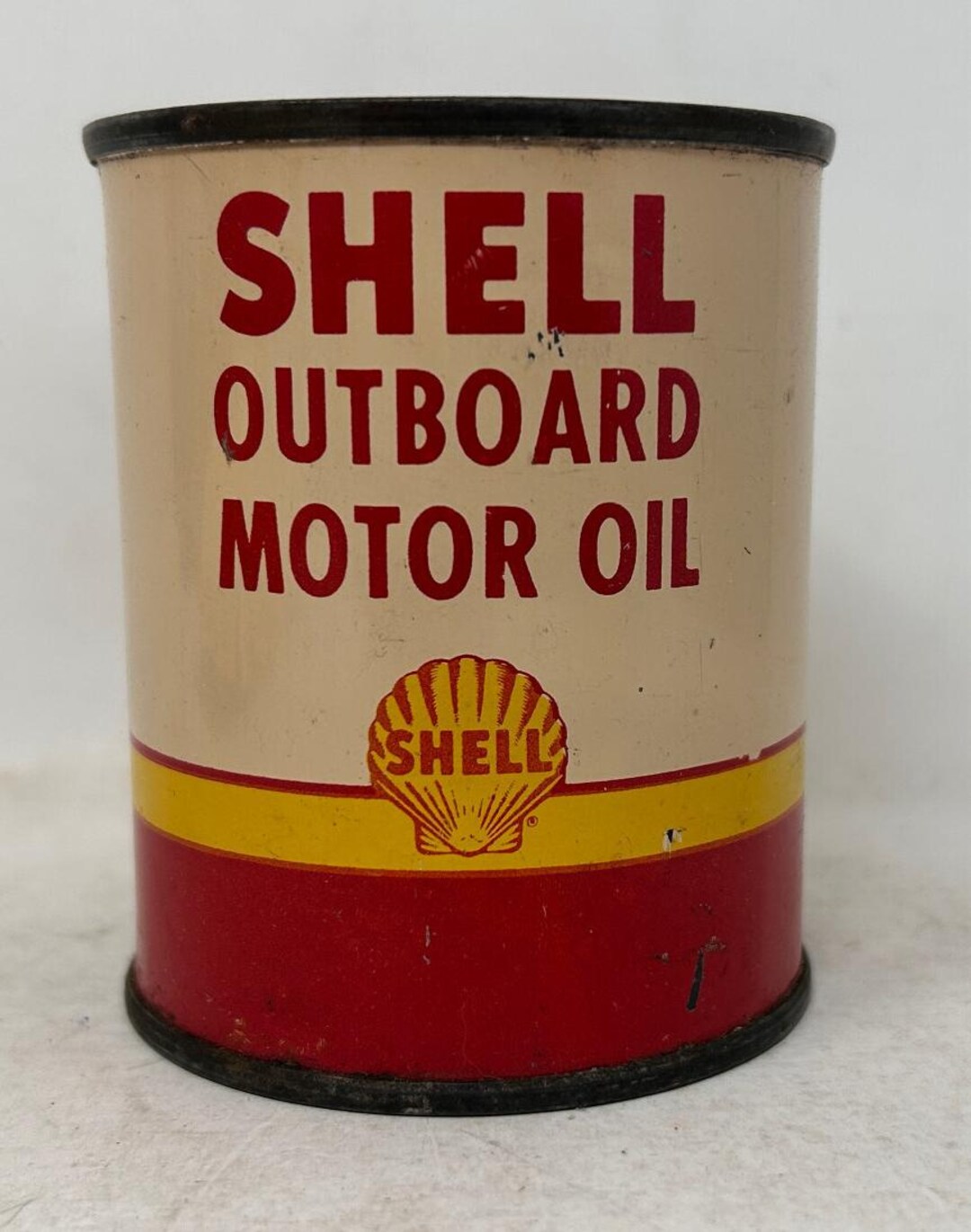 Vintage 1940s Shell Outboard Motor Oil 1/2 Pint Old Soldered Seam Tin ...