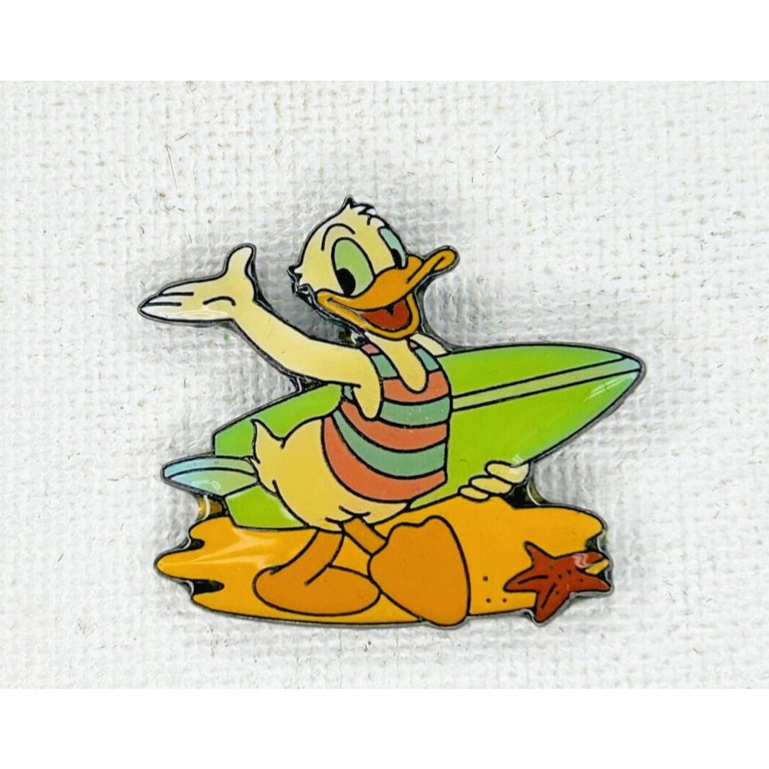 Disney Propin Surfing Donald Duck W/ A Green Surfboard Waving at Viewer ...