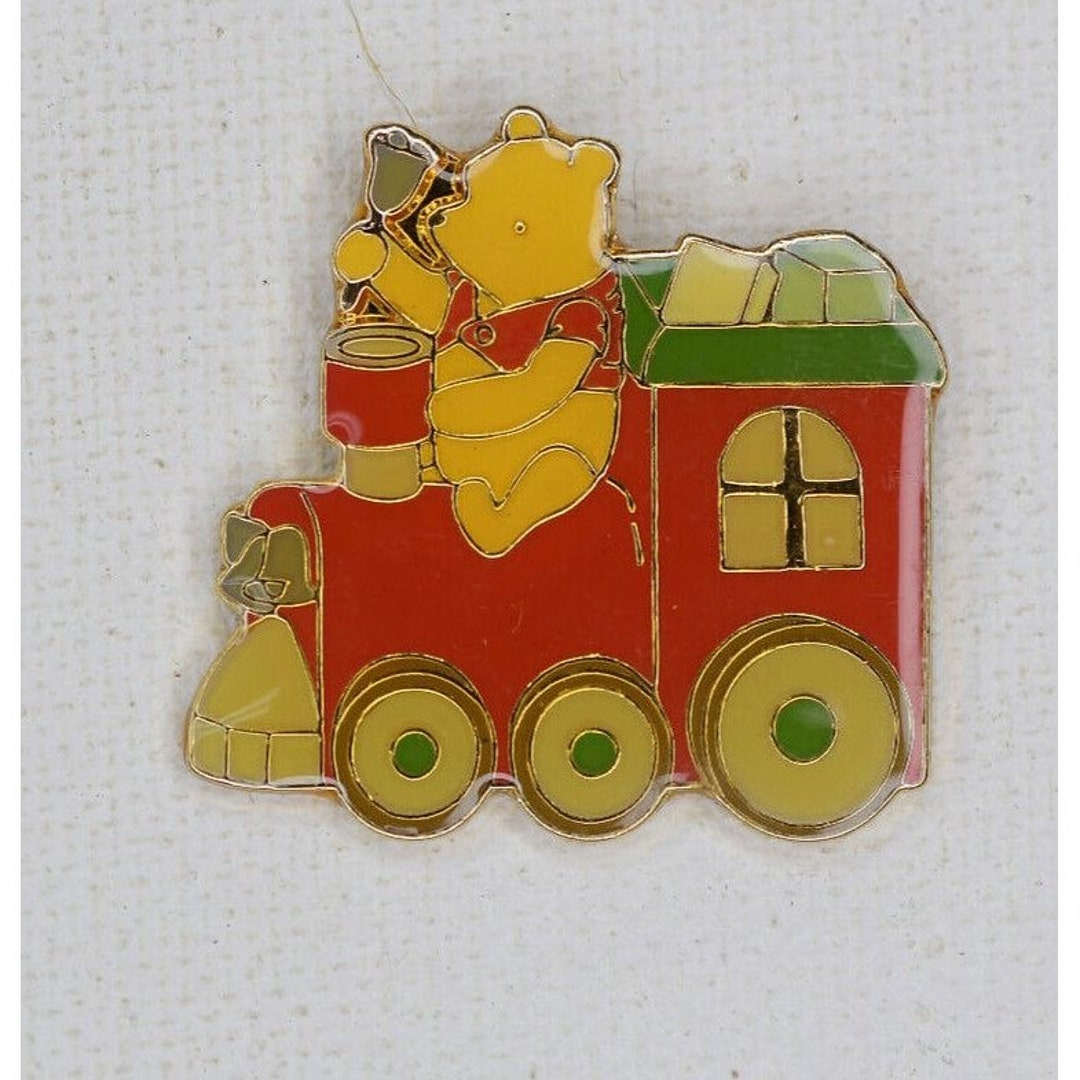 Disney Classic Winnie the Pooh on Christmas Train Ringing A Bell Pin ...