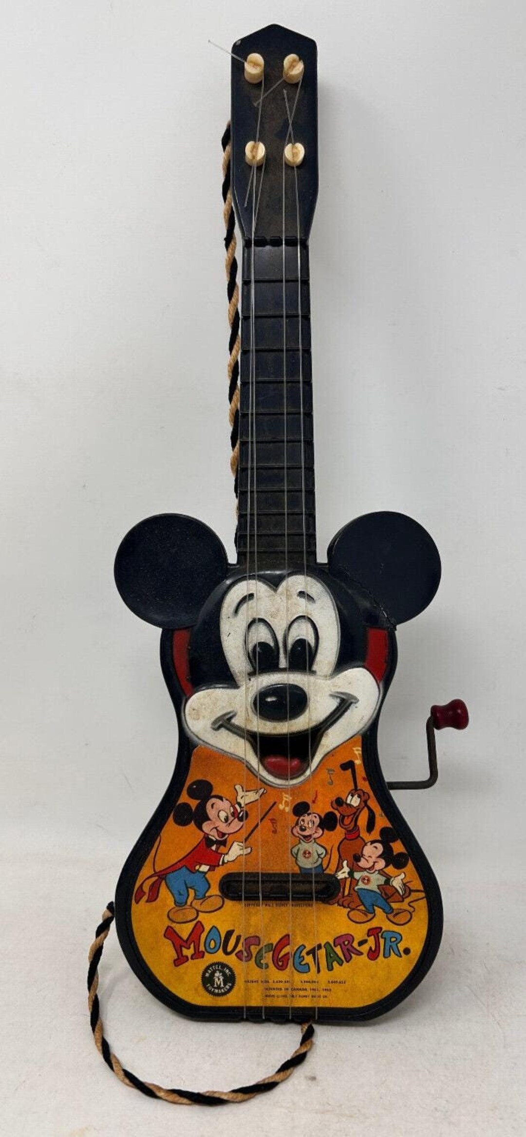 Vintage 1955 Mickey Mouse Guitar Music Box Mousegetar Jr. Mattel ...