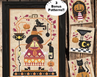 Matilda the Pumpkin Witch Cross Stitch Pattern Pumpkins Cross | Etsy