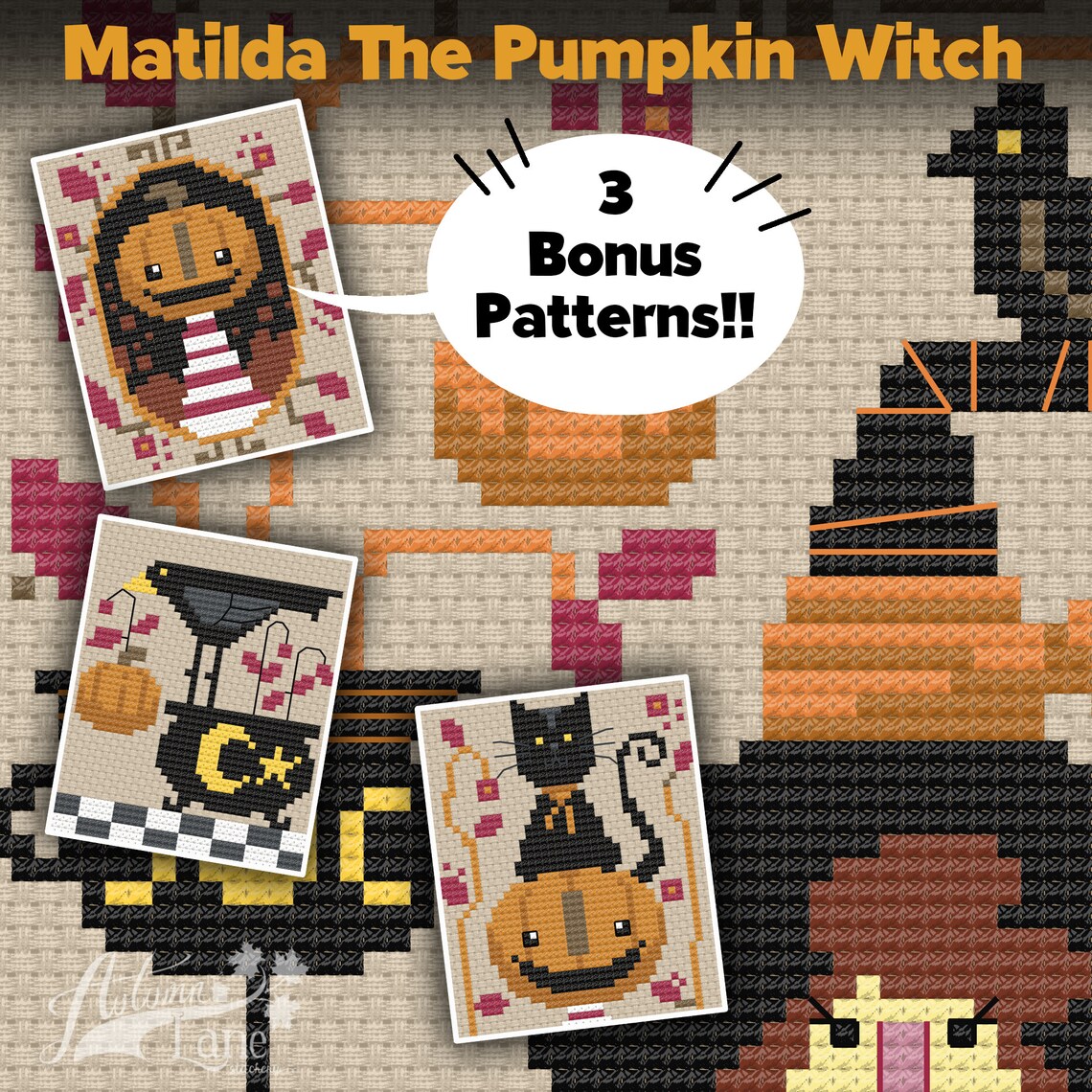 Matilda the Pumpkin Witch Cross Stitch Pattern Pumpkins Cross - Etsy