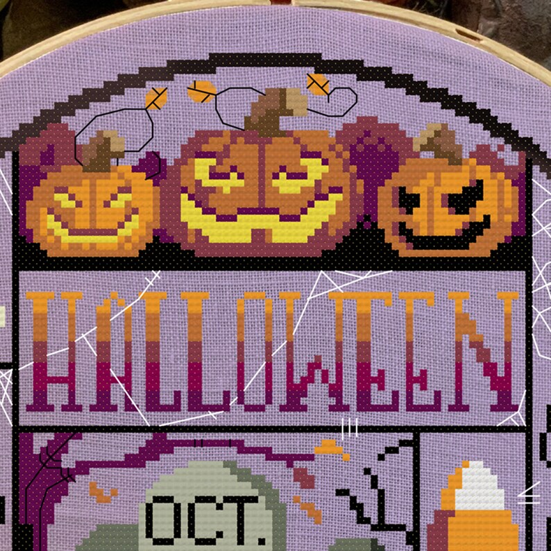 Halloween Cross Stitch Sampler Spooky Cross Stitch Pattern | Etsy