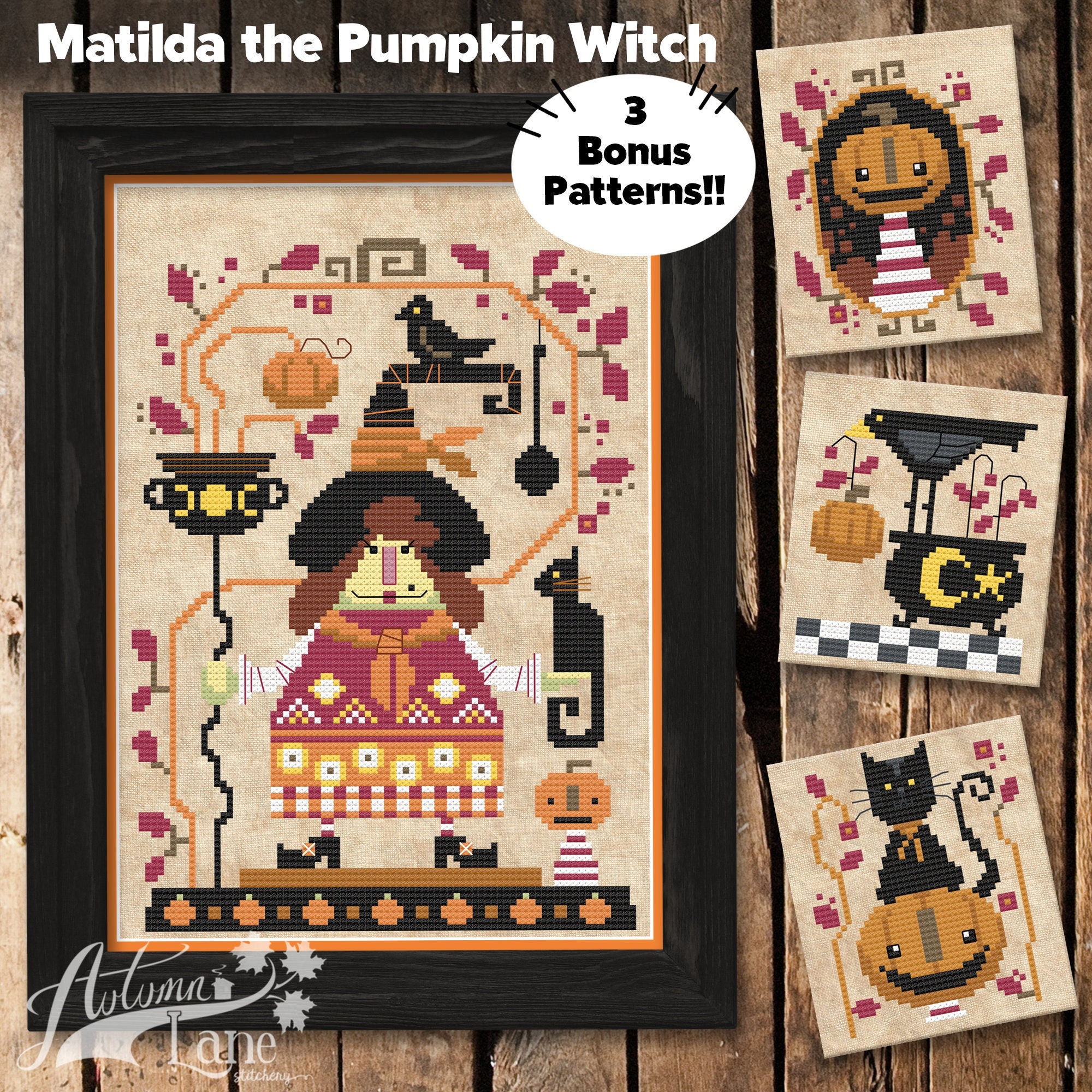 Matilda the Pumpkin Witch Cross Stitch Pattern Pumpkins Cross - Etsy