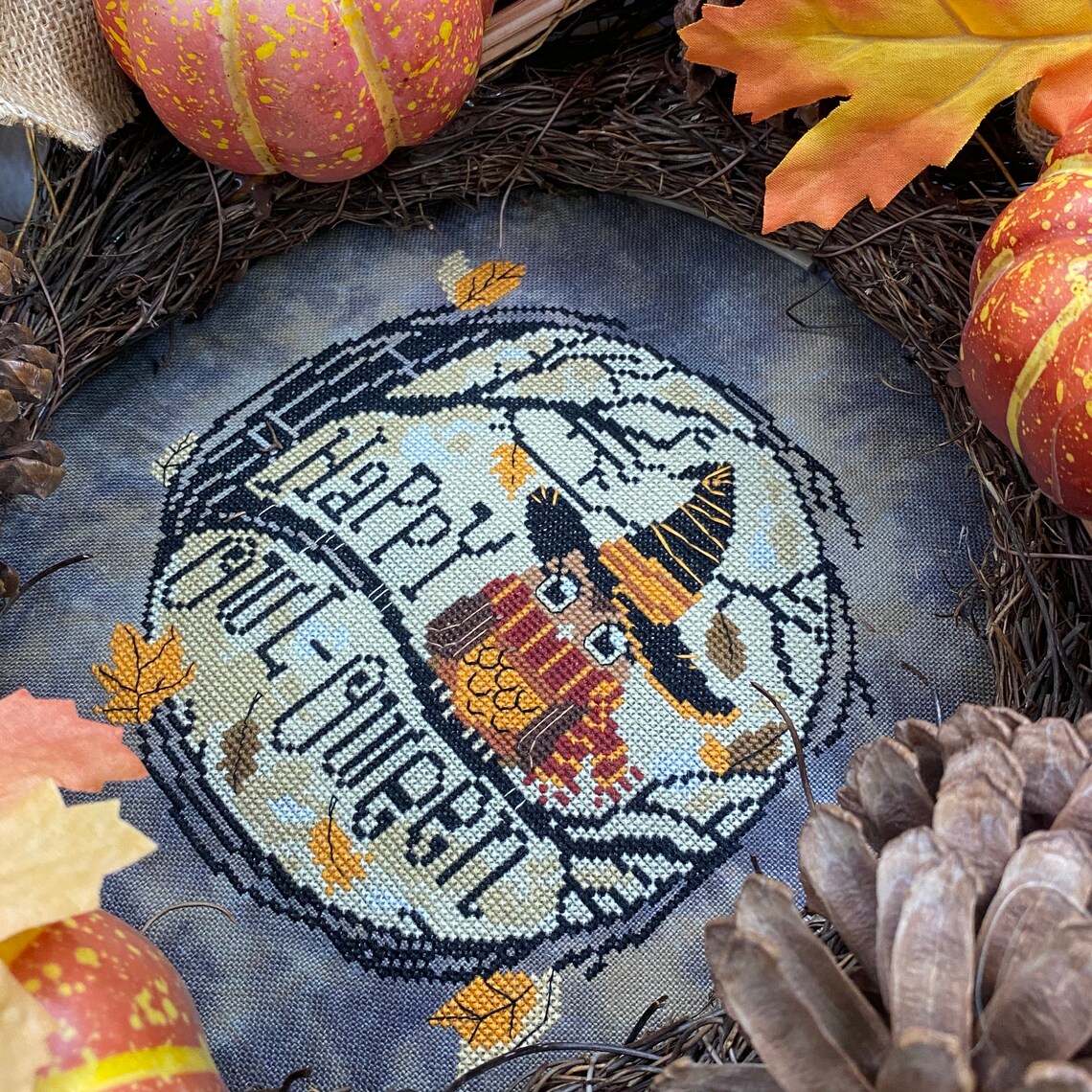 Happy Owl-oween Cross Stitch Pattern, Owl Cross Stitch, Halloween, PDF ...
