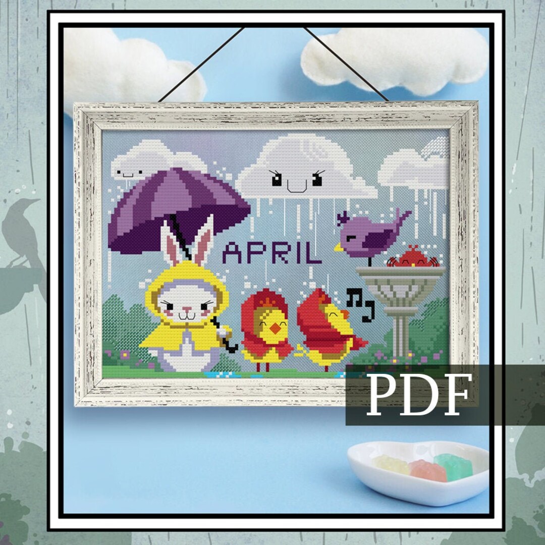 April Showers PDF, Cross Stitch Pattern, Spring Xstitch Pattern ...