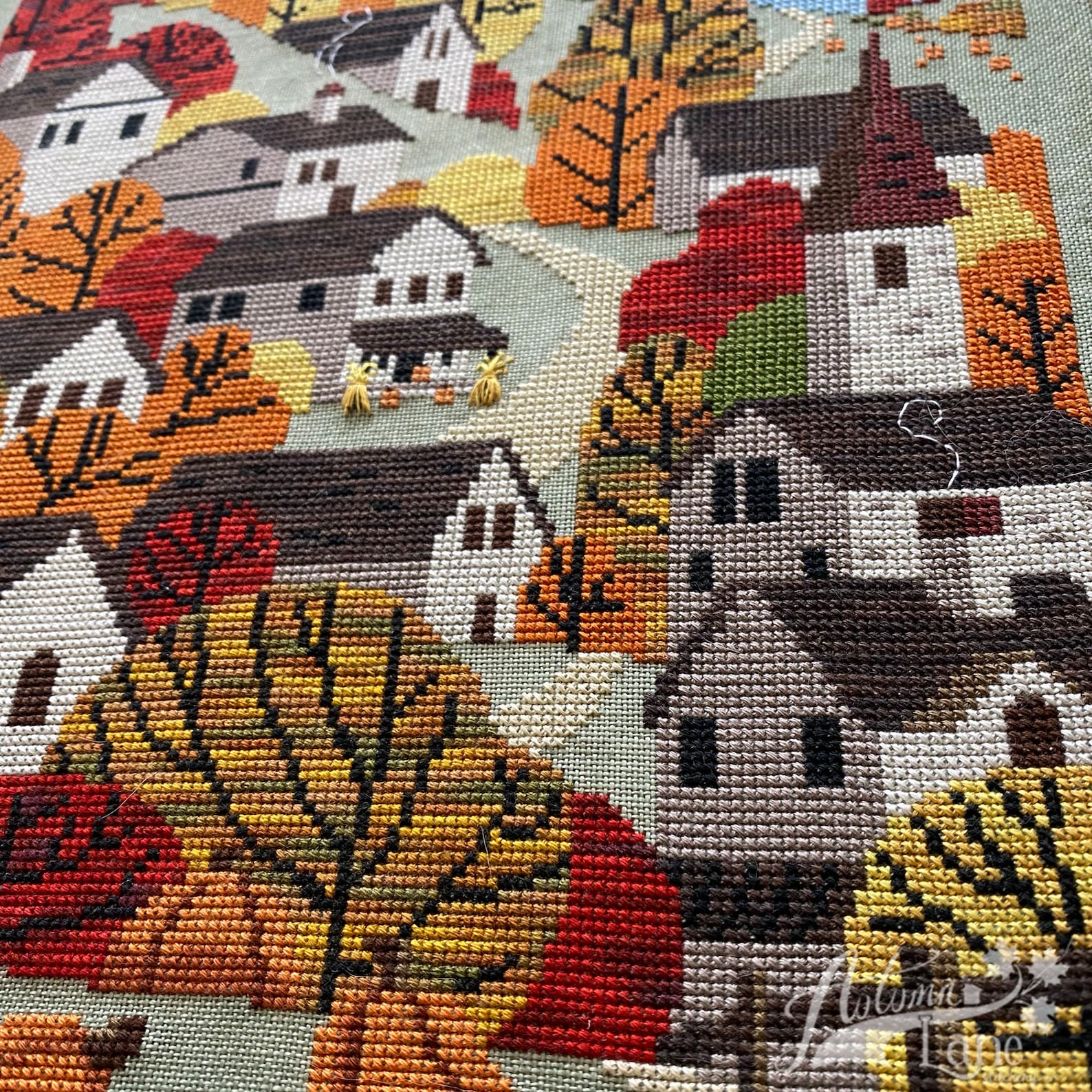 Autumn Towne Cross Stitch Pattern, Fall X Stitch Chart, Pumpkins, Fall ...