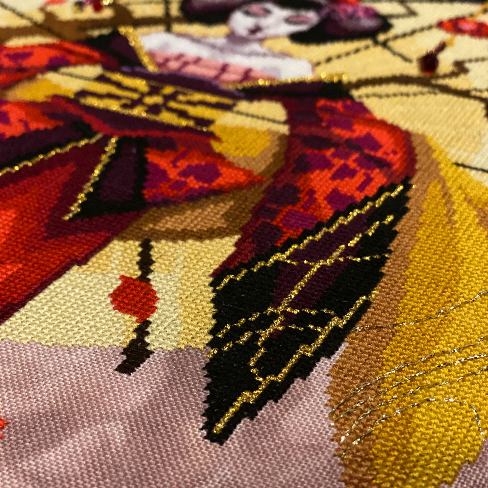 Japanese Geisha Cross Stitch Pattern, Modern Floral Oriental Xstitch ...