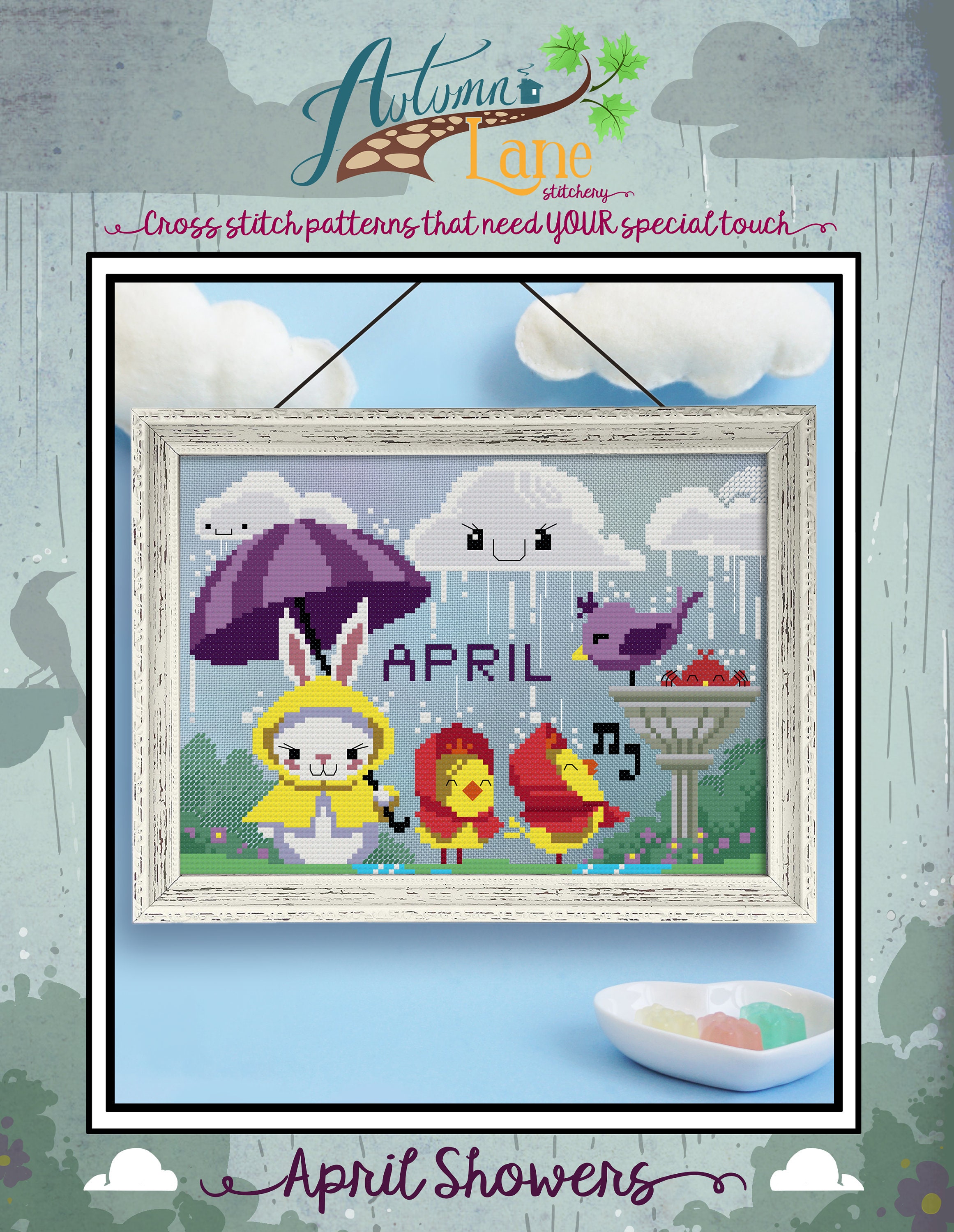 April Showers PDF, Cross Stitch Pattern, Spring Xstitch Pattern ...
