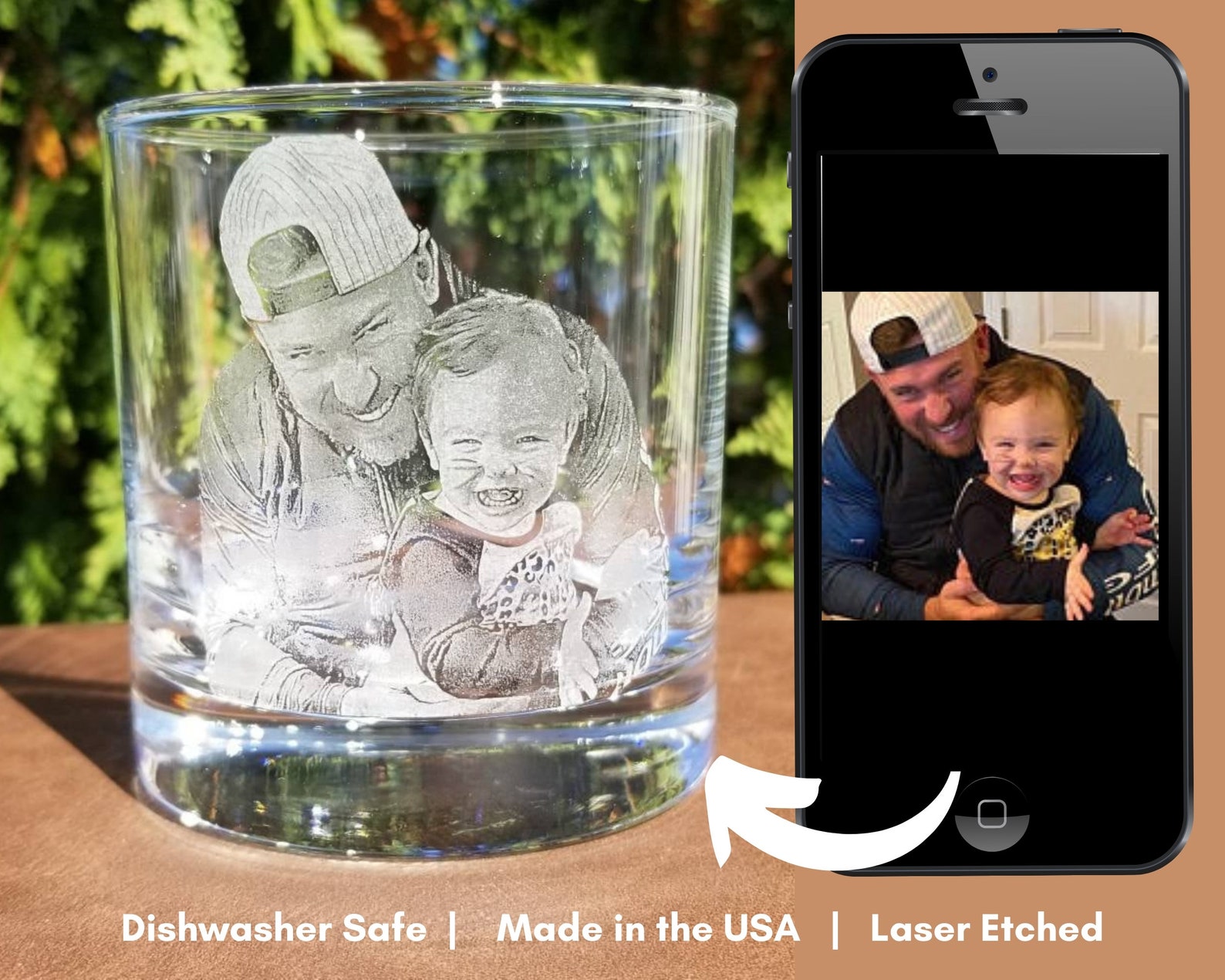 Etched Picture Rocks Glass Father's Day Dad Gifts - Etsy