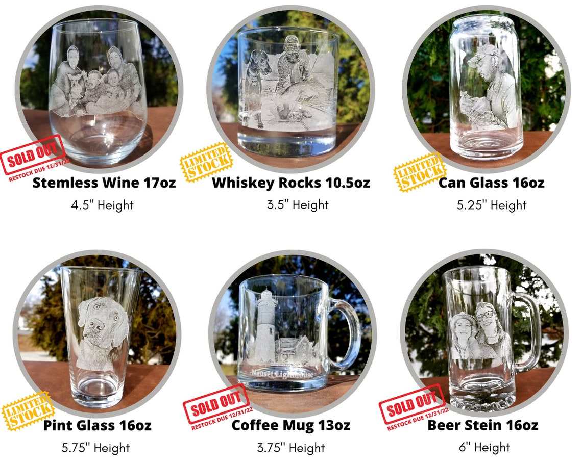 Etched Rocks Glasses whiskey Glass Picture on Glass Family - Etsy