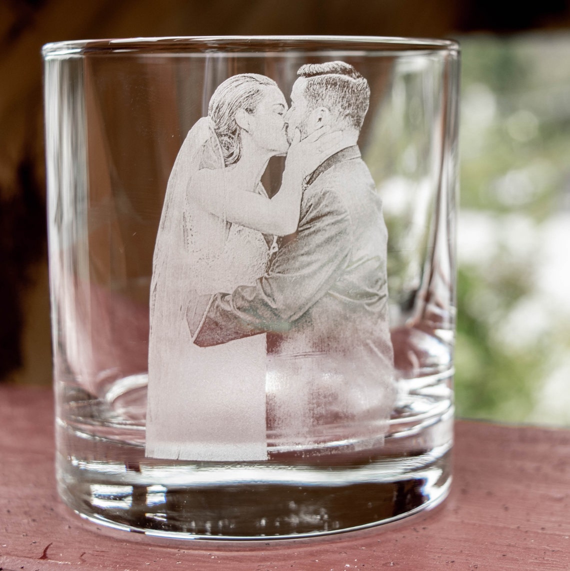 Rocks Whiskey Glass Personalized Photography Etched Glass | Etsy
