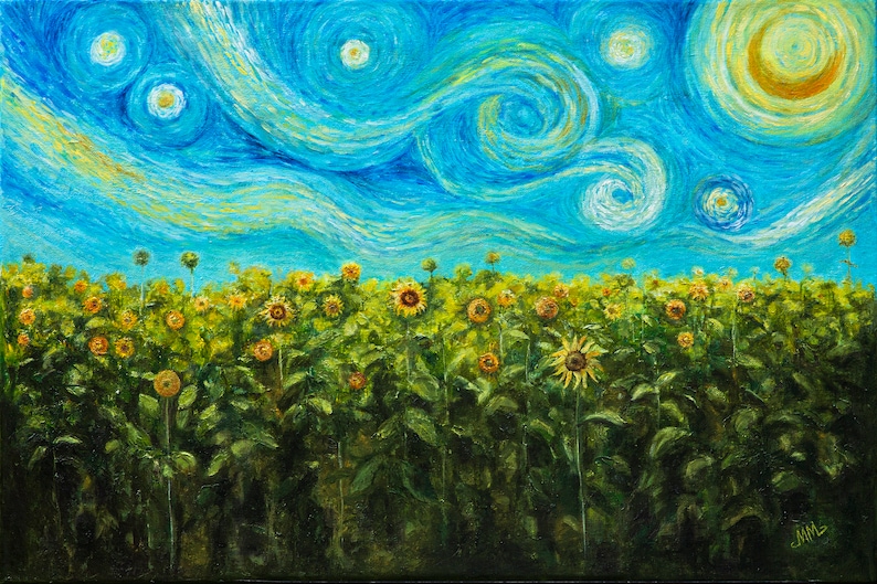 Van Gogh Starry Night Sunflowers Digital Print (printable Files) - Etsy
