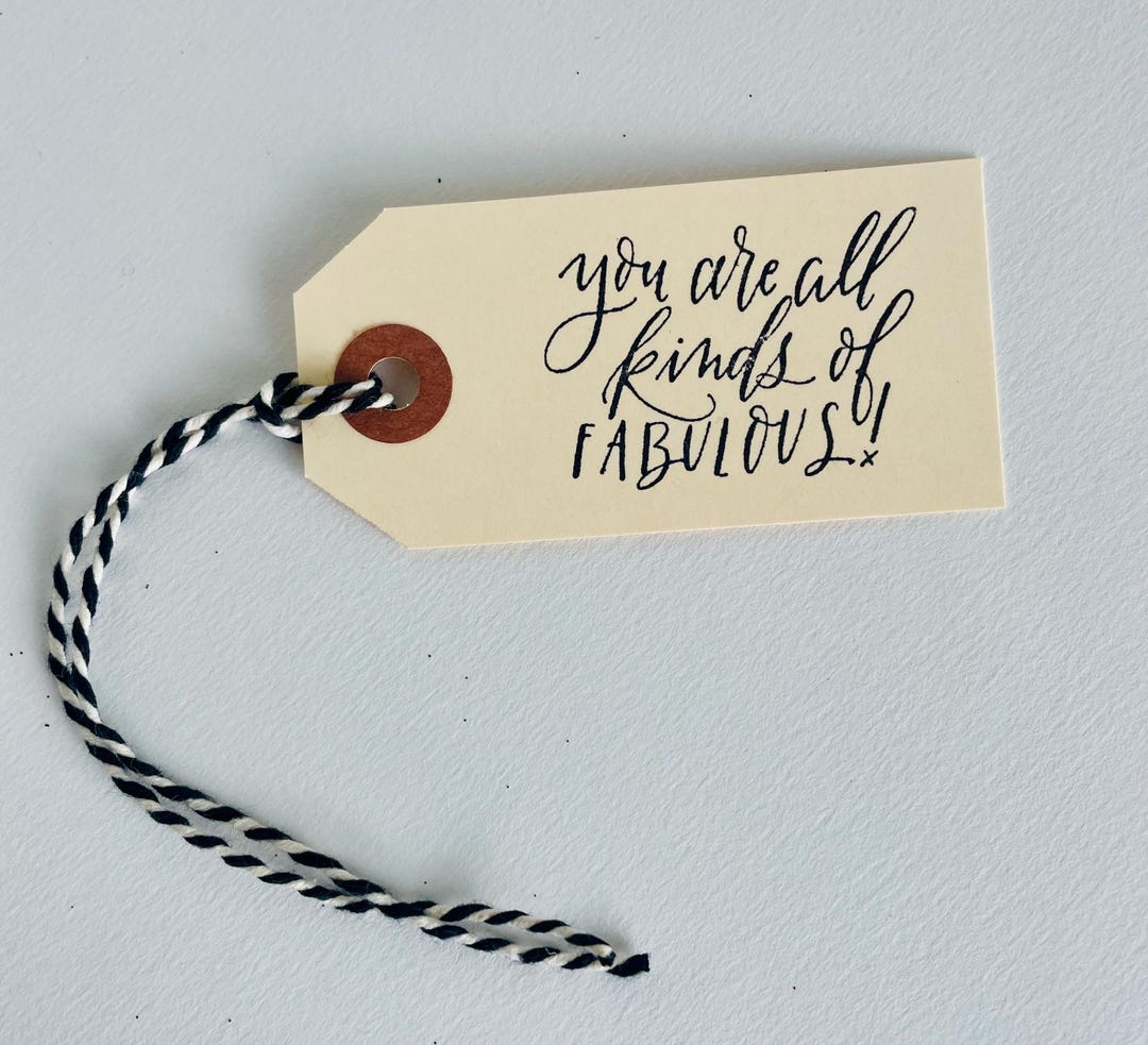 Gift Tag Hand Stamped Set of Six Manilla Wine Tags for Fabulous Friends ...