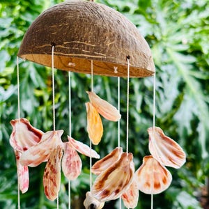 Seashell and Coconut Wind Chime for Coastal Decor Beach Vibes Tropical ...