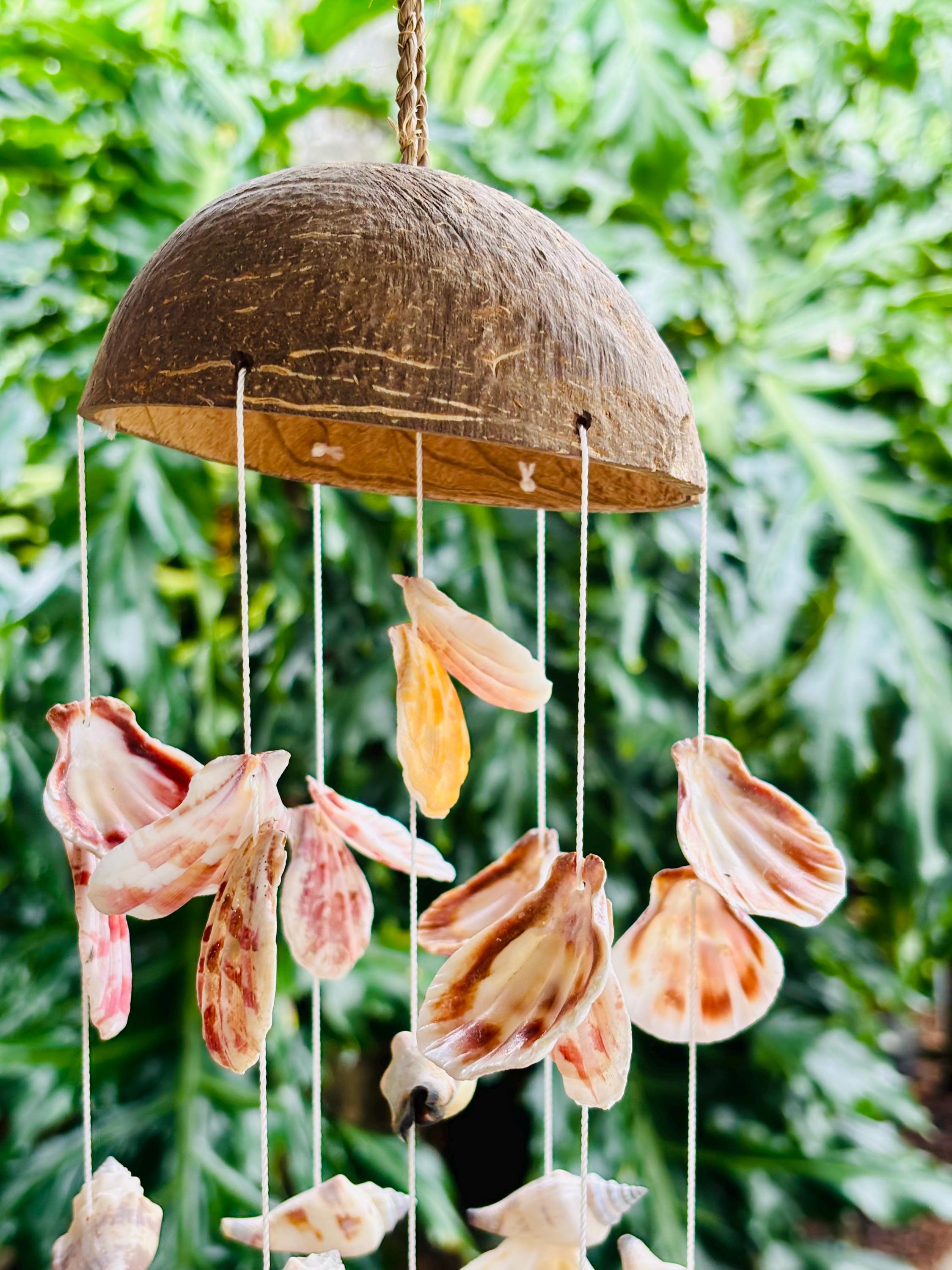 Seashell and Coconut Wind Chime for Coastal Decor Beach Vibes Tropical ...