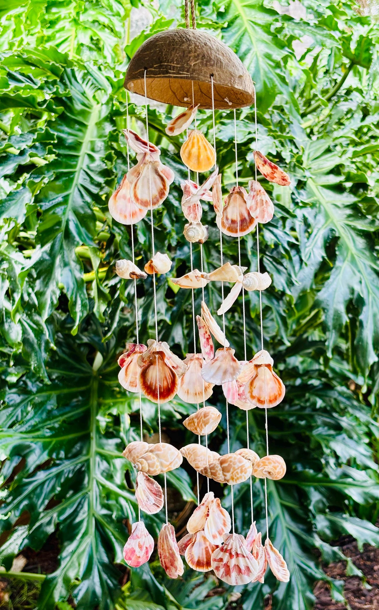 Seashell and Coconut Wind Chime for Coastal Decor Beach Vibes Tropical ...