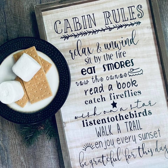 Wall Hangings Cabin Rules Rustic Wood Farmhouse Wall Sign Wall Décor ...