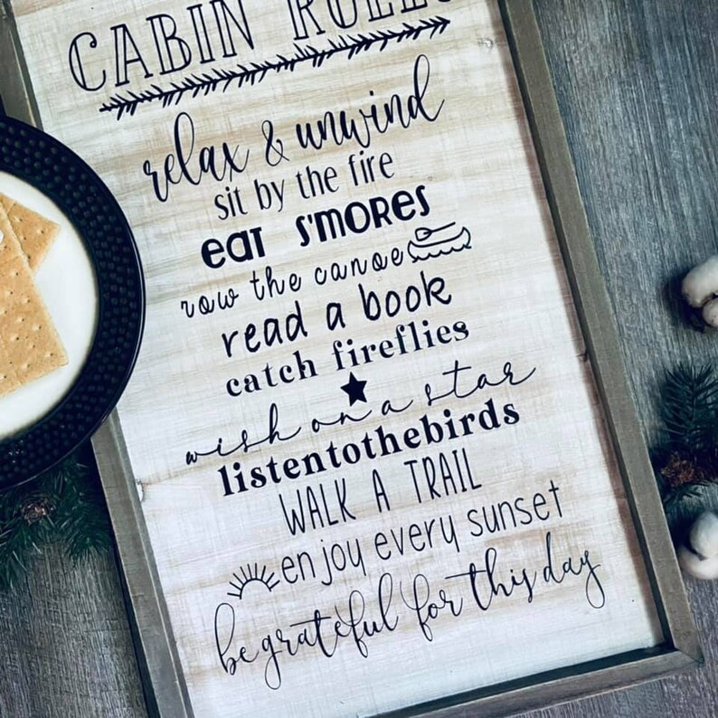 Wall Hangings Cabin Rules Rustic Wood Farmhouse Wall Sign Wall Décor ...