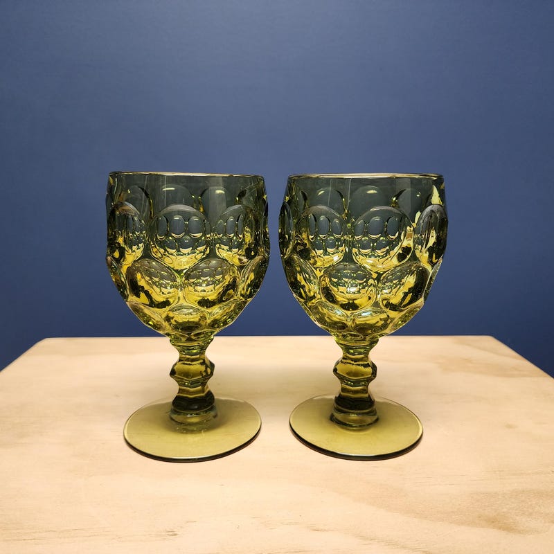 Green Water Goblets - Etsy