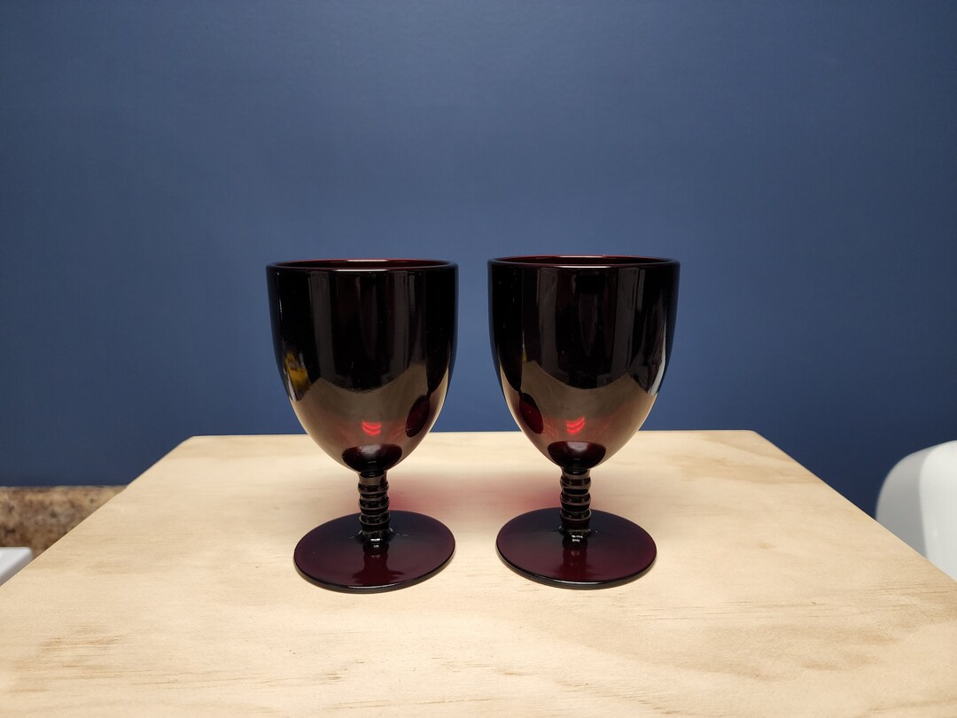 Vintage Red Glass Goblets, Wine Glasses, Set of 2 - Etsy