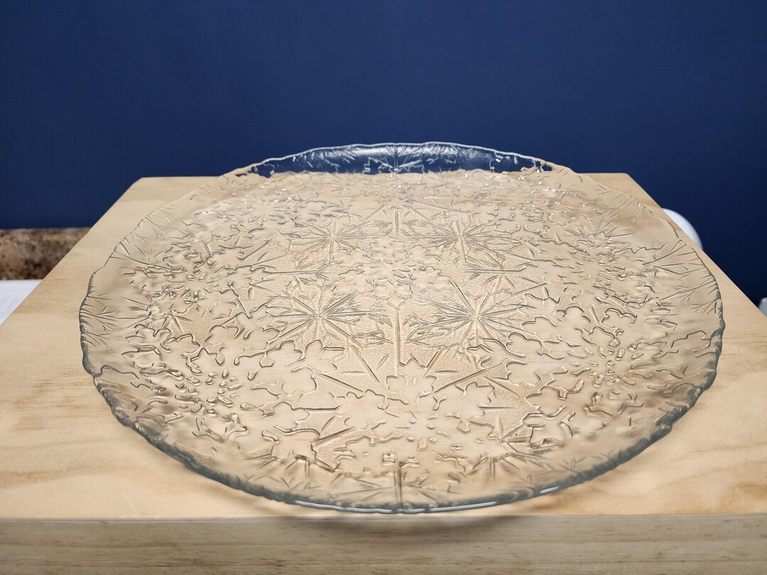 Glass Snowflake Platter, Large Clear Glass Serving Tray With Snowflake ...
