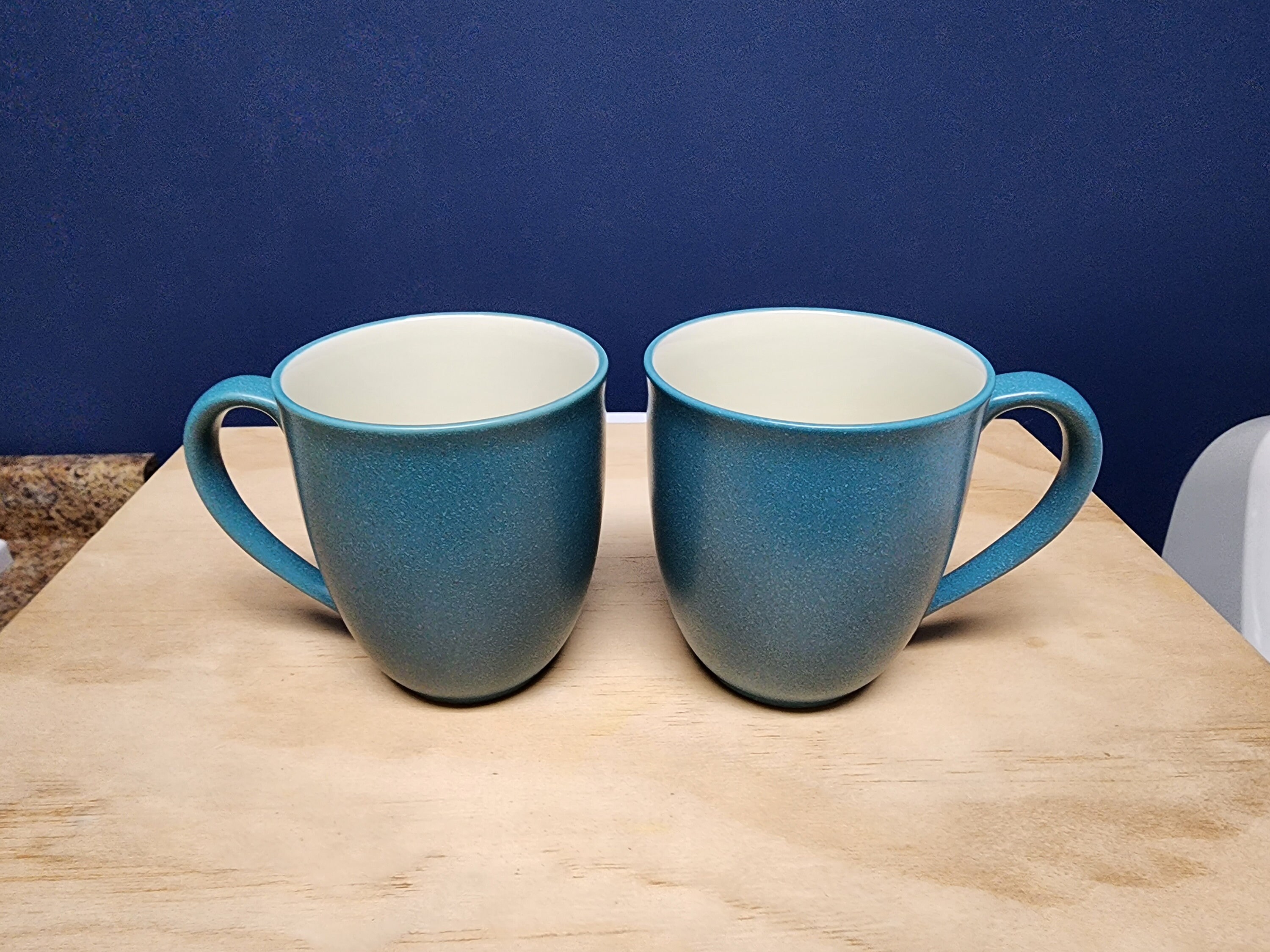 Vintage Turquoise Mugs, Noritake, Blue Green and White Coffee Cups, Set ...