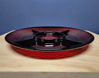 Red Luminarc Plate - Etsy