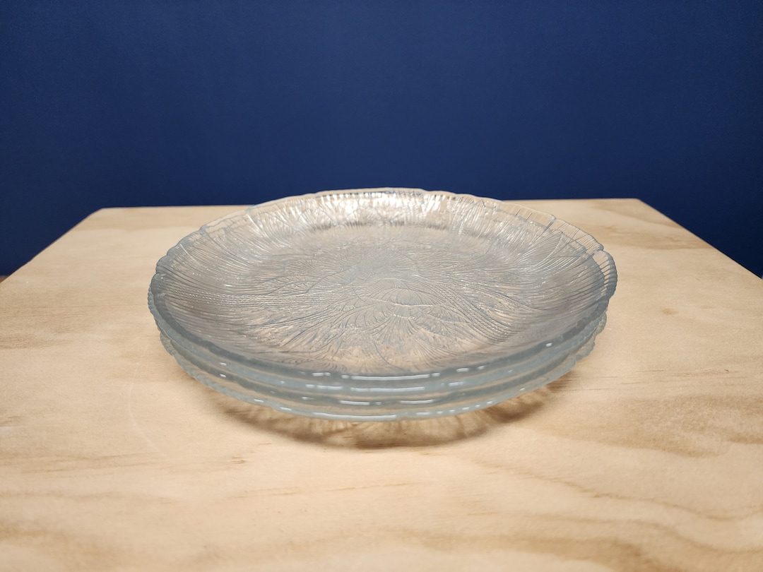 Arcoroc Canterbury Crocus Glass Salad Plates, Embossed Floral Plates ...