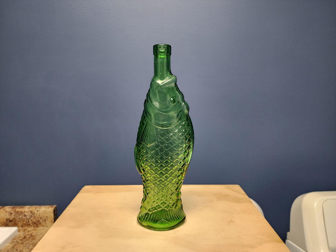 Vintage Green Glass Fish Bottle, Fish-shaped Bottle - Etsy