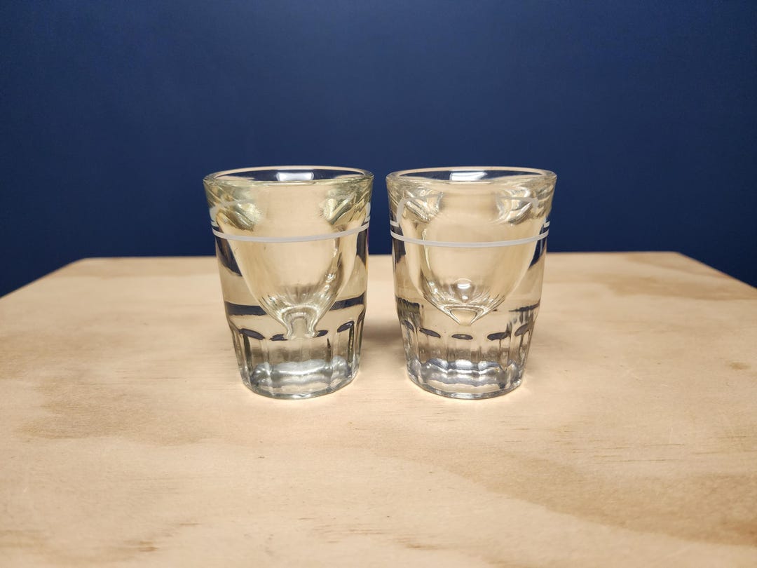 Vintage Shot Glass, Double Shot Glass With Panels, Set of 2 - Etsy