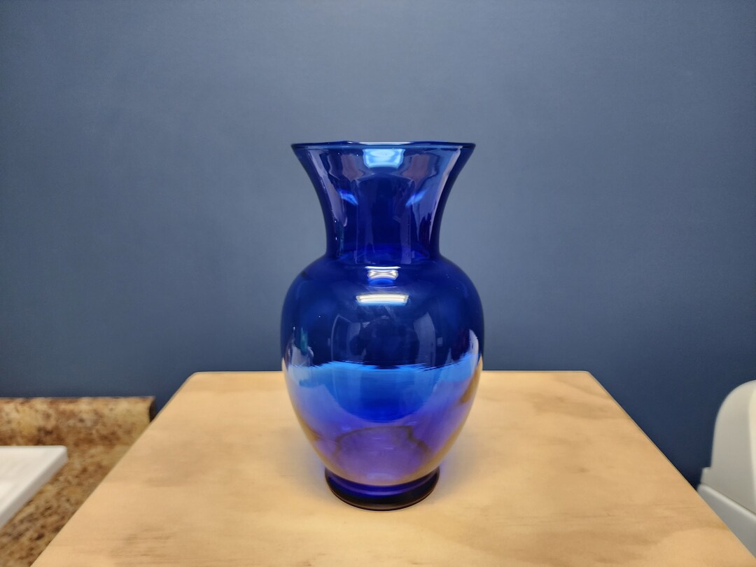 Large Cobalt Blue Glass Vase, Vintage Flower Vase, Indiana Glass - Etsy