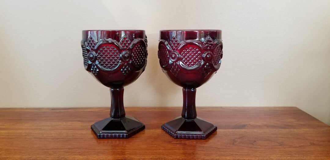 Ruby Red Avon Cape Cod Water Goblet, Red Wine Glasses, Set of 2 ...