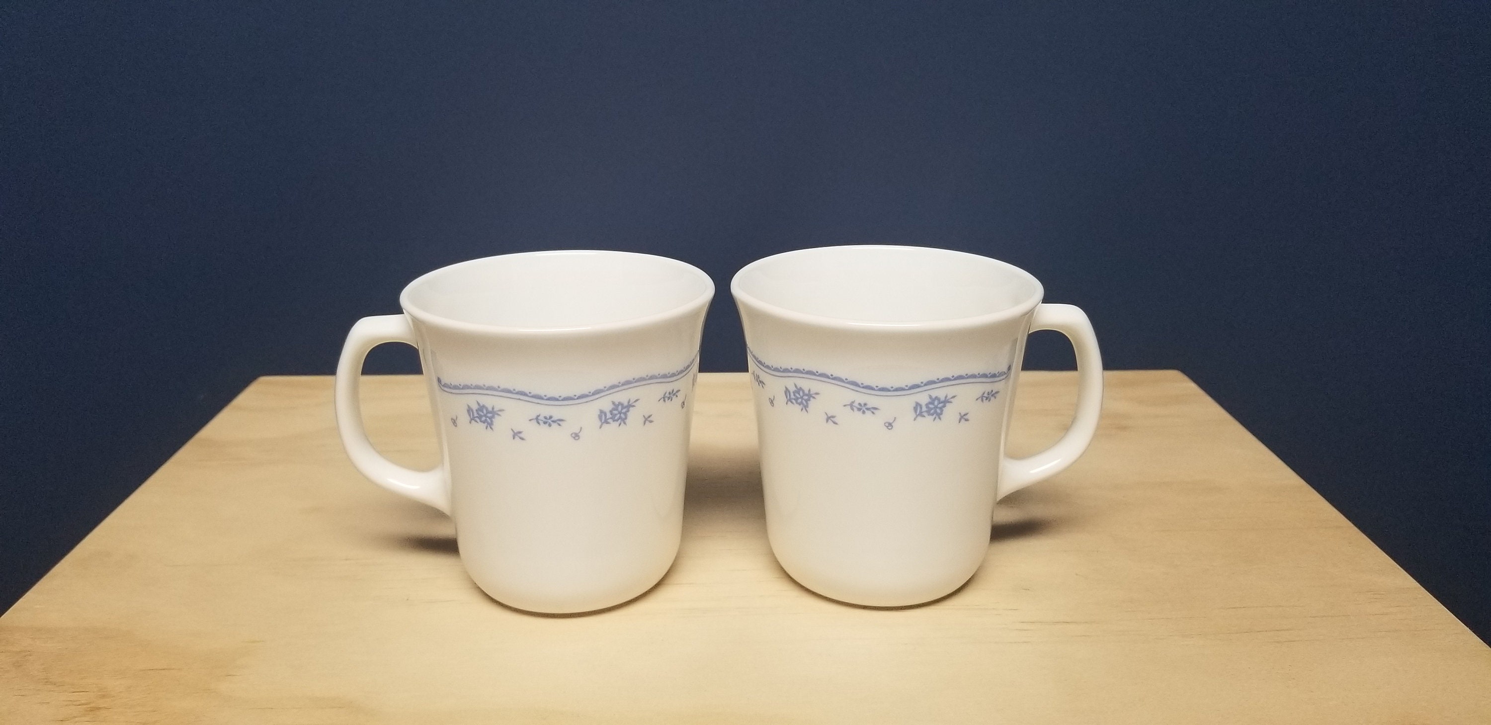 2 Vintage Blue and White Corning Mugs Cups for Tea or Coffee | Etsy
