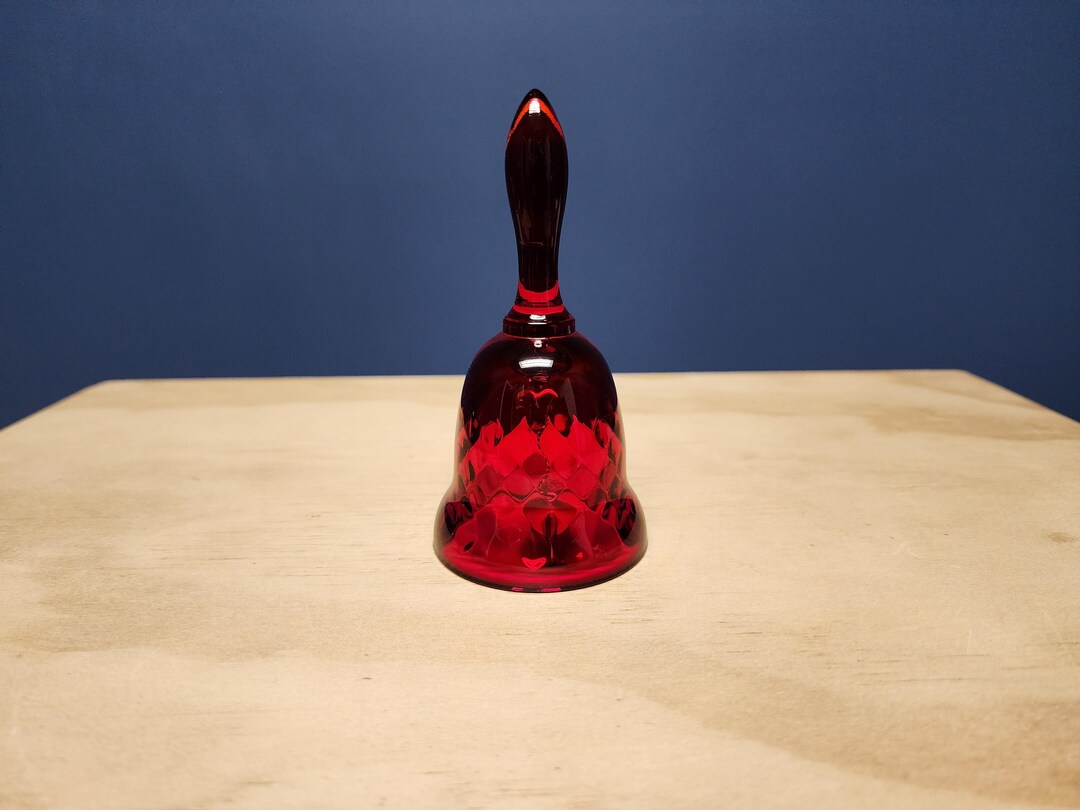 Vintage Ruby Red Glass Bell With Diamond Pattern, Fenton - Etsy