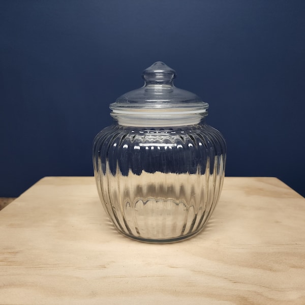 Ribbed Glass Jar - Etsy