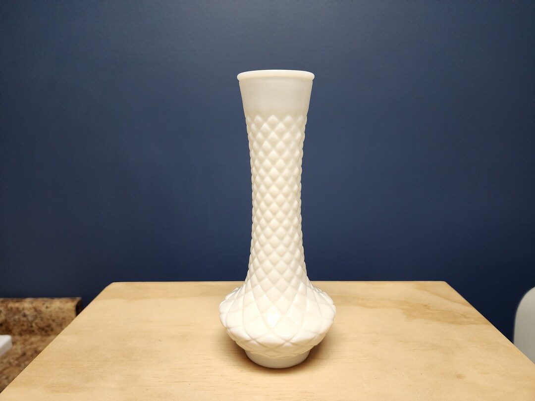 Tall Milk Glass Vase With Diamond Design by Randall Vintage - Etsy