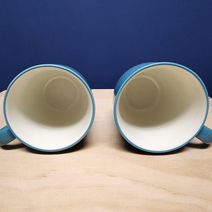 Vintage Turquoise Mugs, Noritake, Blue Green and White Coffee Cups, Set ...