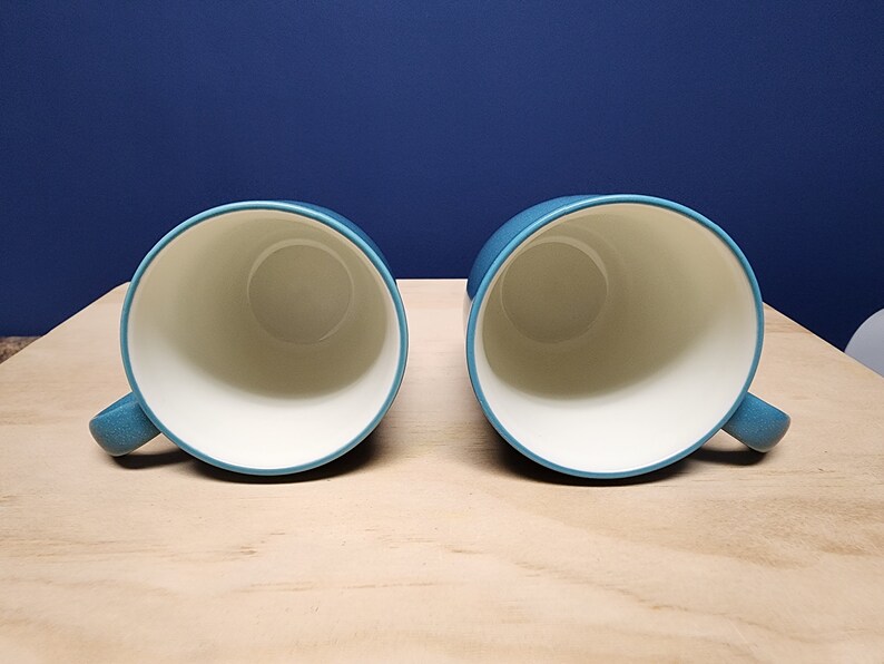 Vintage Turquoise Mugs, Noritake, Blue Green and White Coffee Cups, Set ...