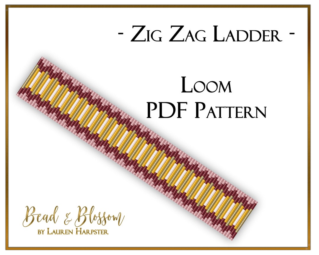 PDF Bead Loom Pattern Zig Zag Ladder Beaded Bracelet Pattern by Lauren ...