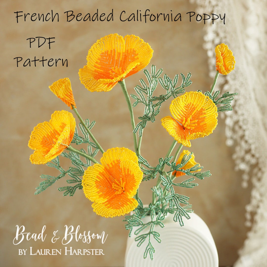 French Beaded California Poppy Pattern - INTERMEDIATE - Wire Wrapping ...