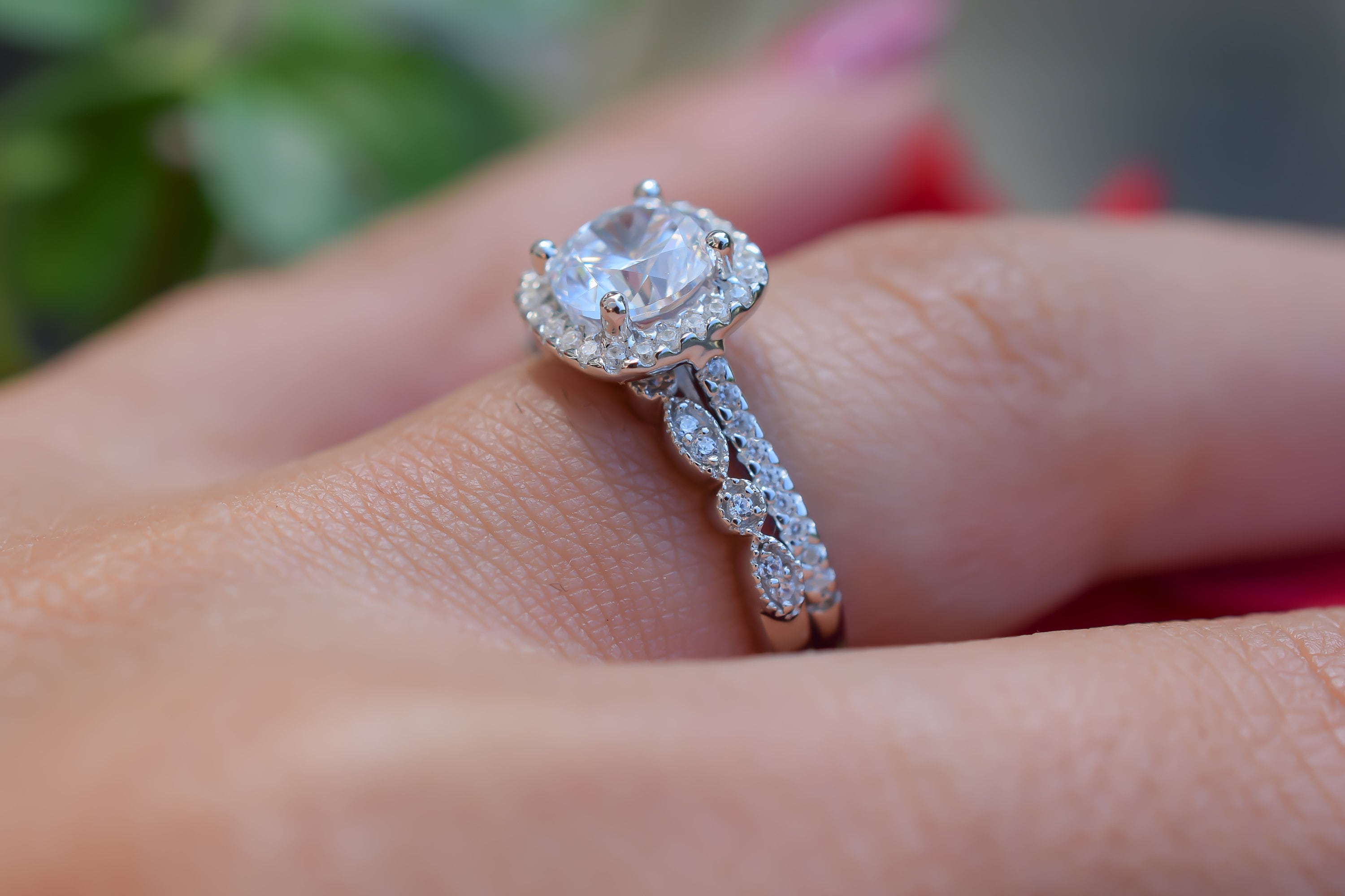 1.35 ct Halo Engagement Set Square Ring Wedding Ring Ring | Etsy