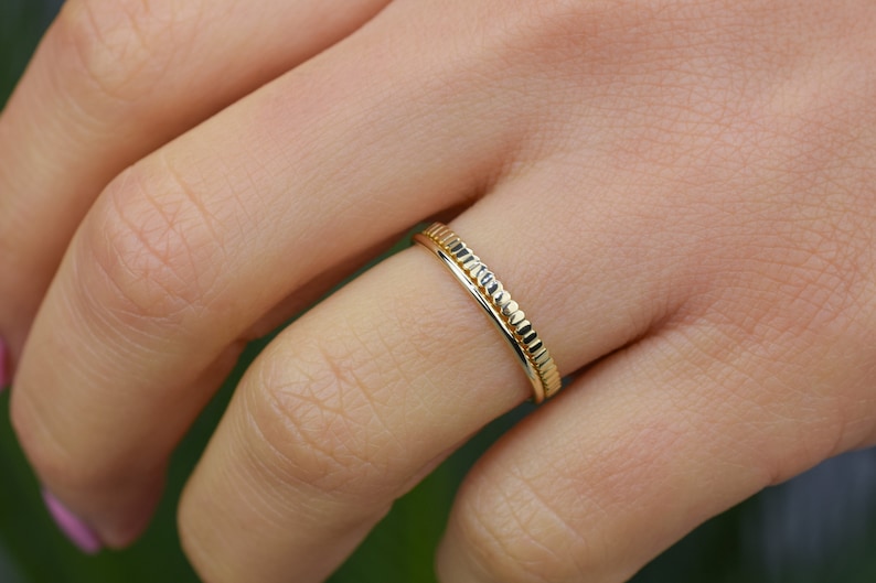 14k Solid Gold Ring Set Gold Stacking Ringsolid Gold Wedding - Etsy