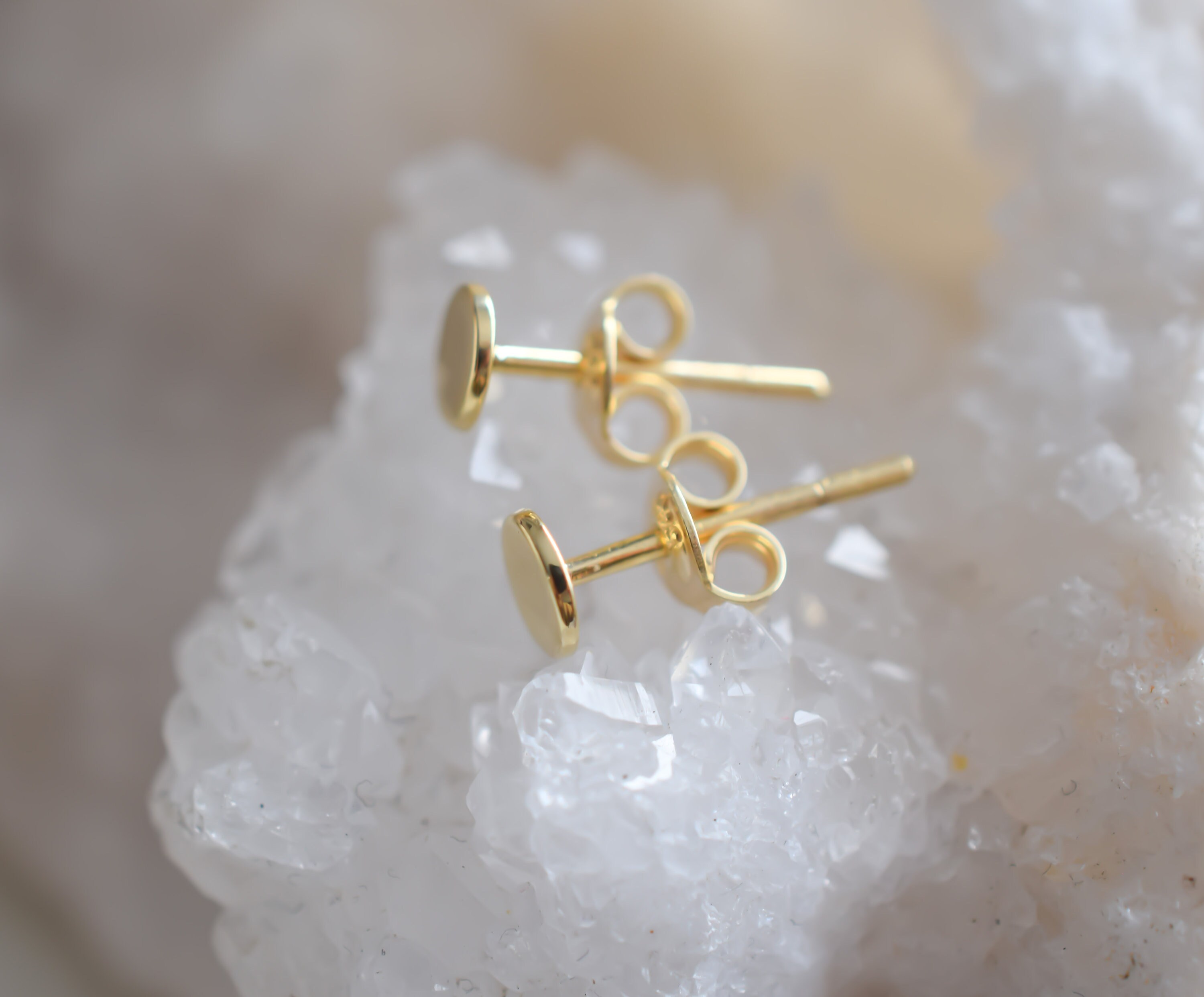 14k Gold Dot Stud Earrings Tiny Stud Earrings Round | Etsy