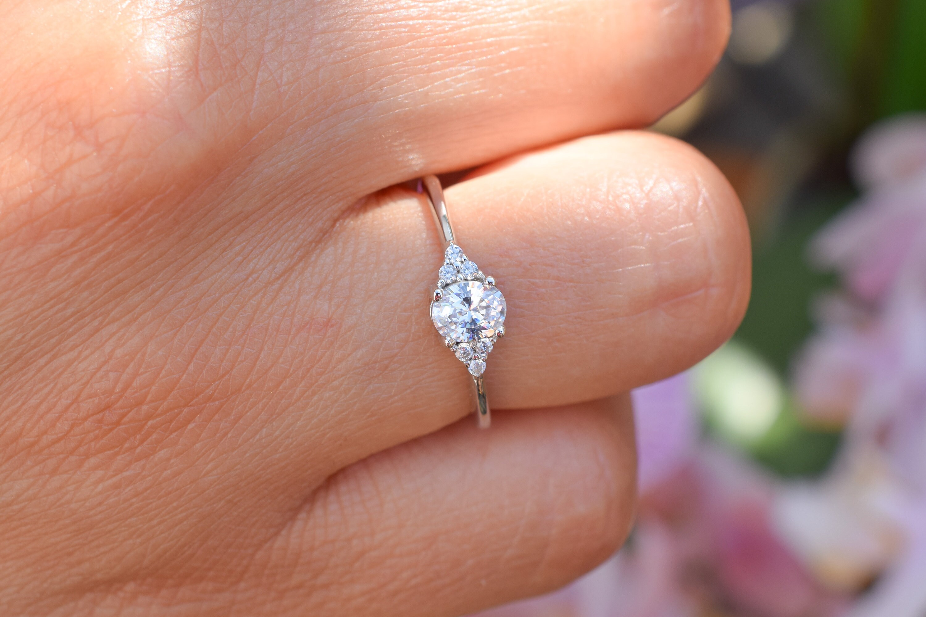 0.7 Ct Silver Oval Princess Ring Engagement Ring Wedding | Etsy